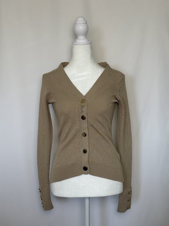 Guess | Sweaters | Guess Beige Ribbed Knit Cardigan M | Poshmark